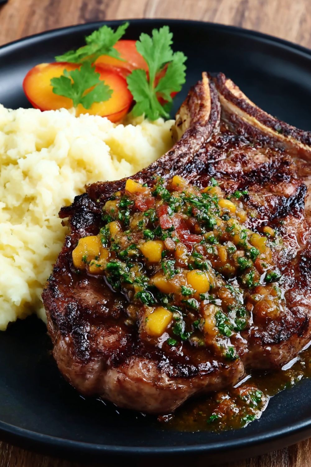Bobby Flay Grilled Rib Eye Steak with Mango Chimichurri Recipe - Sandra ...